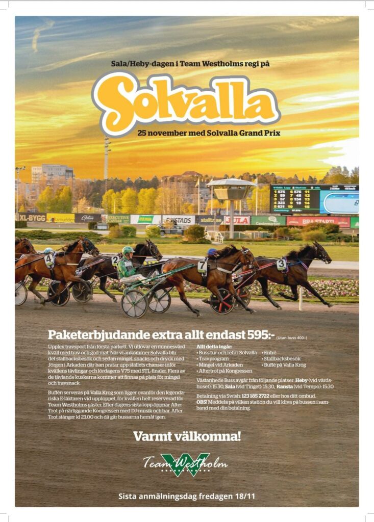 Team Westholm-dagen på Solvalla 25/11! – Team Westholm